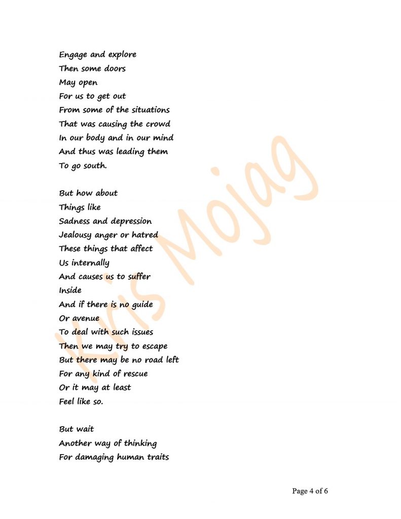 Poem : Escaping From Ourselves - Kris Mojag