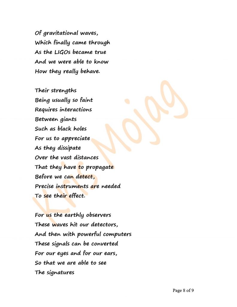 Poem : Black Holes And Gravitational Waves - Kris Mojag